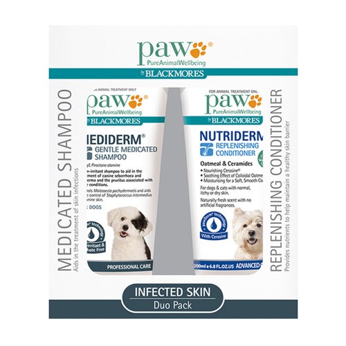 Paw Mediderm Nutriderm Dogs Antibacterial Shampoo & Conditioner Duo ...