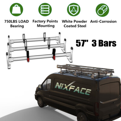 3 Bar Van Ladder Roof Rack For Ram Promaster 2013-2024 White - 57 ...