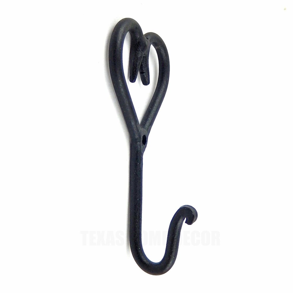 Tiny Small Heart Shaped Metal Wall Hook Key Hanger Wrought Iron Rustic ...