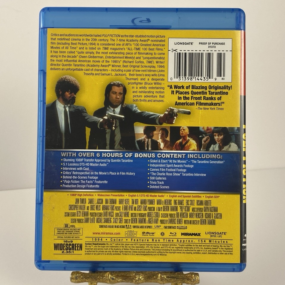 Pulp Fiction Blu-ray Quentin Tarantino John Travolta Bruce Willis Ving ...