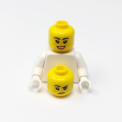 LEGO Minifigure Head Dual Female Freckles Pink Lips Raised Eyebrow ...