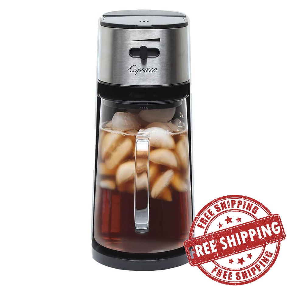 Capresso Stainless Steel Iced Tea Maker Glass Pitcher One Button ...