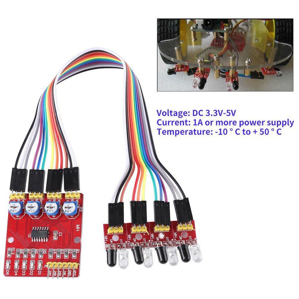 4-Channel Infrared IR Line Tracking Detection Sensor Module Smart Car ...