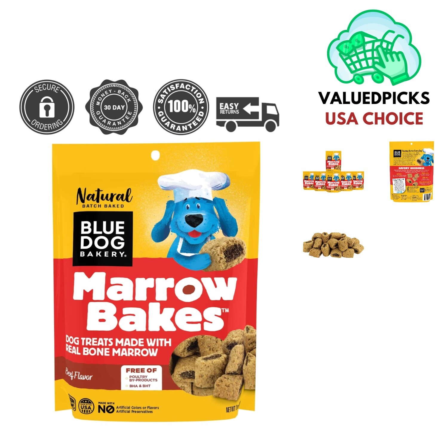 Wholesome Marrow Bakes Dog Treats, All Natural, 12oz, Pack of 6, Made ...