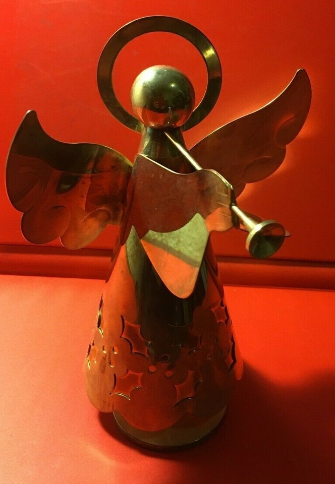 Vintage metal SILVER PLATED Musical Christmas ANGEL Plays SILENT NIGHT ...