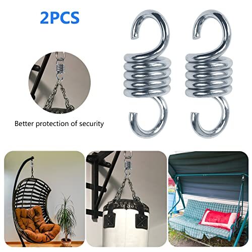 2 Pcs Heavy Duty Spring Hammock Chair Spring Porch Swing Springs Hook ...