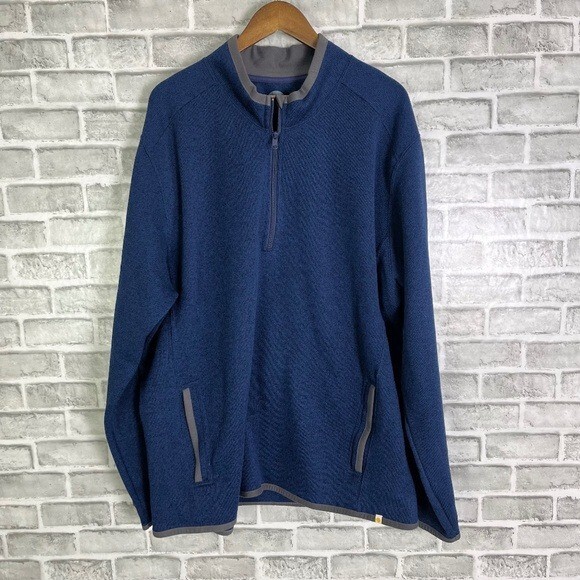 Life is Good Fleece 1/4 Zip Pullover Sweater Mens 2XL Navy Blue Gray ...