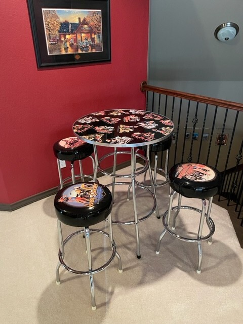 Vintage Harley Davidson Bar Table and Stools | eBay