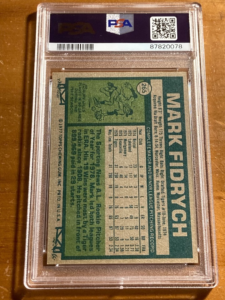 1977 Topps Mark Fidrych Rookie RC AL All-Stars #265 PSA 8 NM-MT | eBay