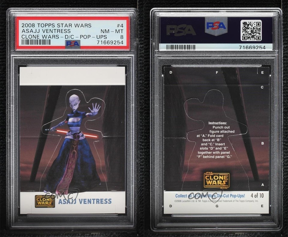 2008 Topps Star Wars: The Clone Wars Die Cut Pop-Ups Asajj Ventress PSA ...