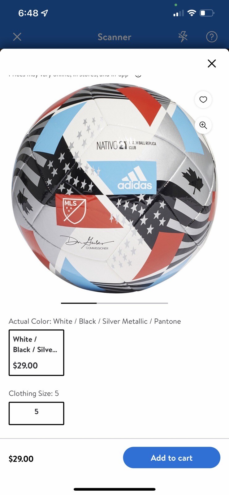 adidas MLS Nativo 21 Club Replica Match Ball - White/Black/Silver ...