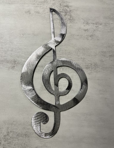 Treble Clef - Silver Polished Steel Musical Note Music Metal Wall ...