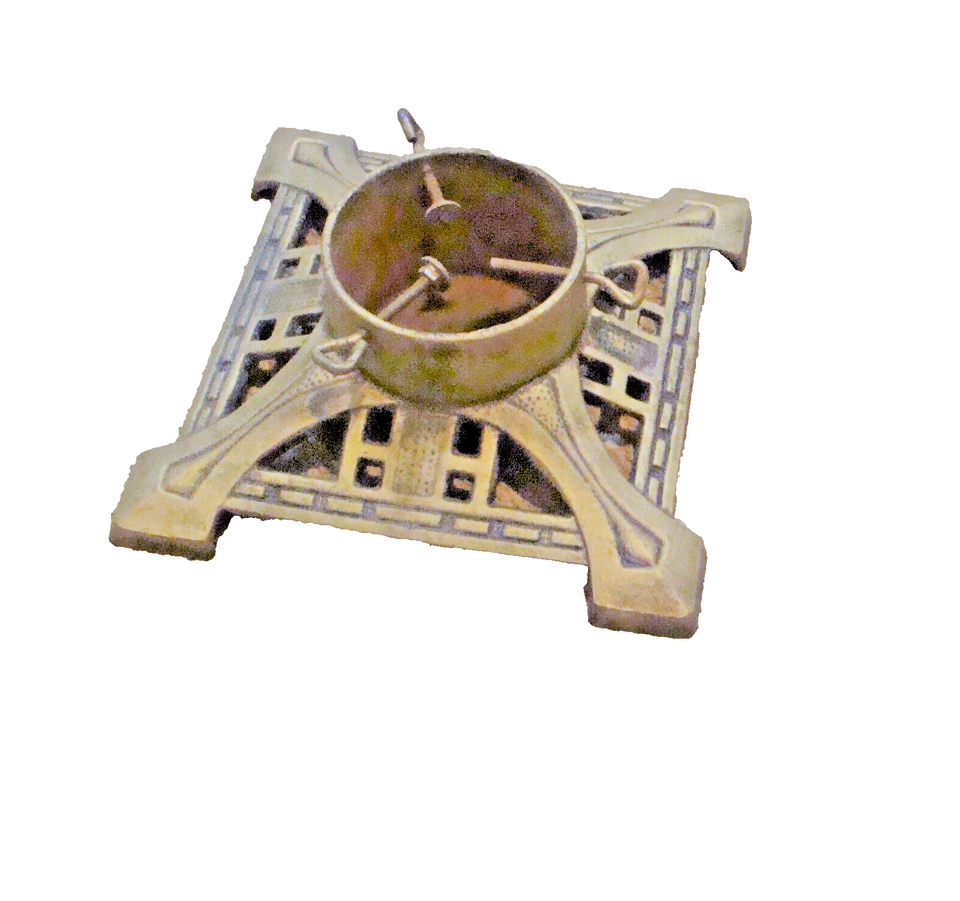 Large Vintage Gold Tone Cast Iron Metal Christmas Tree Stand - Heavy ...
