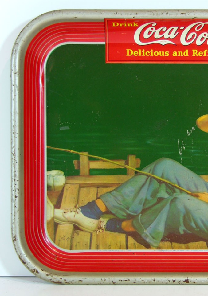 1940 COCA-COLA TIN LITHOGRAPH ADVERTISING TRAY SAILOR GIRL TIN LITHO ...