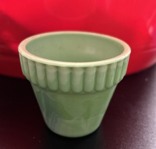 Mini Akro Agate Mini Flower Thumb Pot Slag Glass 2.5” Tall Jade Green ...