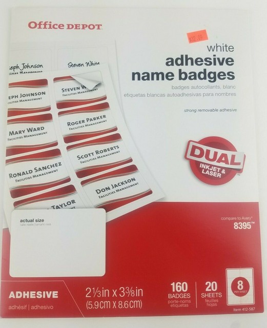 Office DEPOT BRAND Name Badge Labels 2 1/3" X 3 3/8" White 2080 Count ...