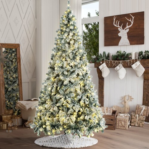 Tinseltown LED Christmas Tree 1.8M/2.1M/2.4M with Tree Skirt Snow ...