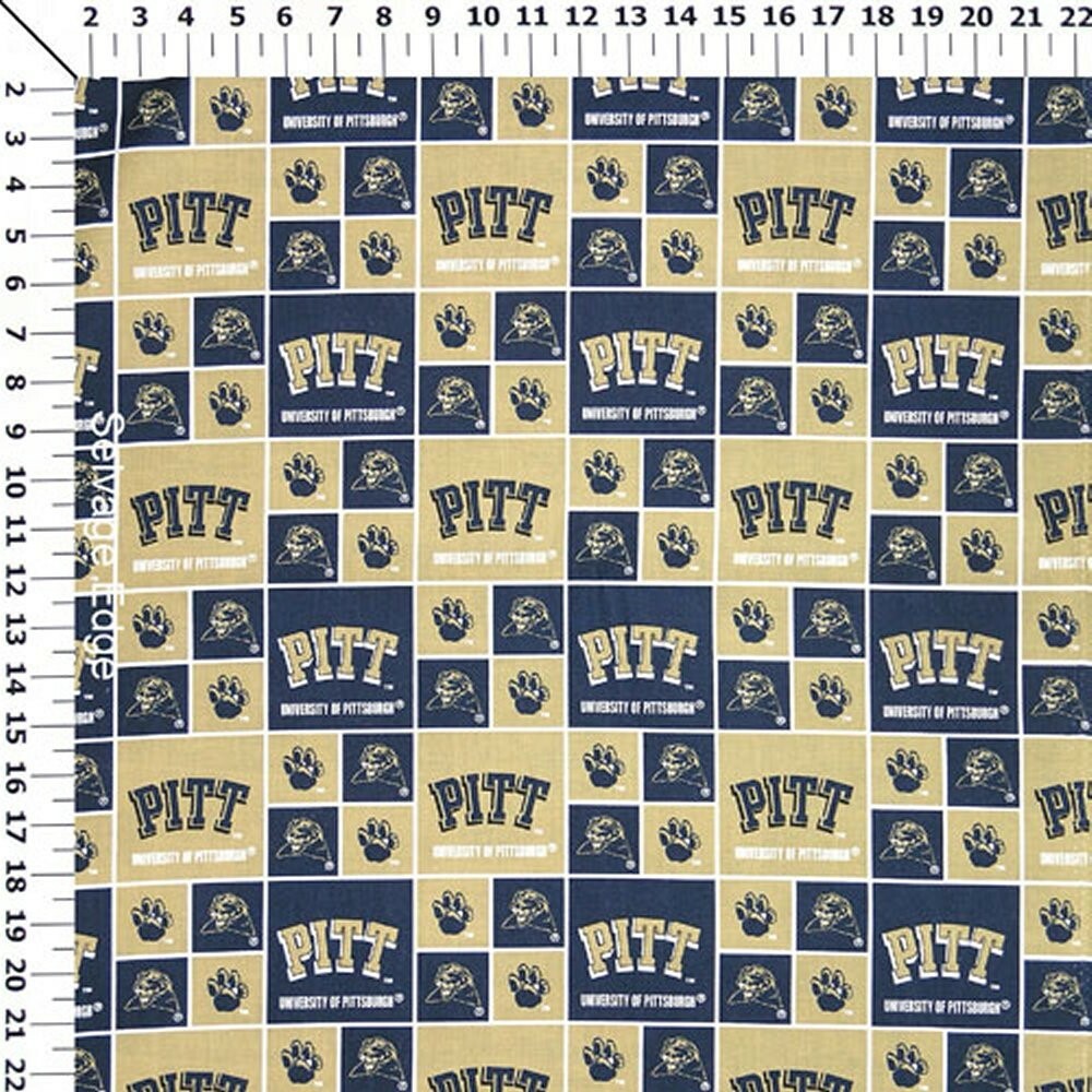 BTHY Pitt University Of Pittsburgh Panthers Gold/Nave Cotton Fabric By ...