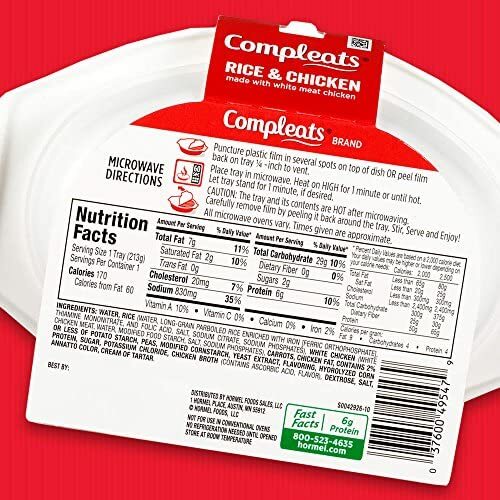HORMEL COMPLEATS Rice & Chicken Microwave Tray, 7.5 Ounces (Pack of 7 ...