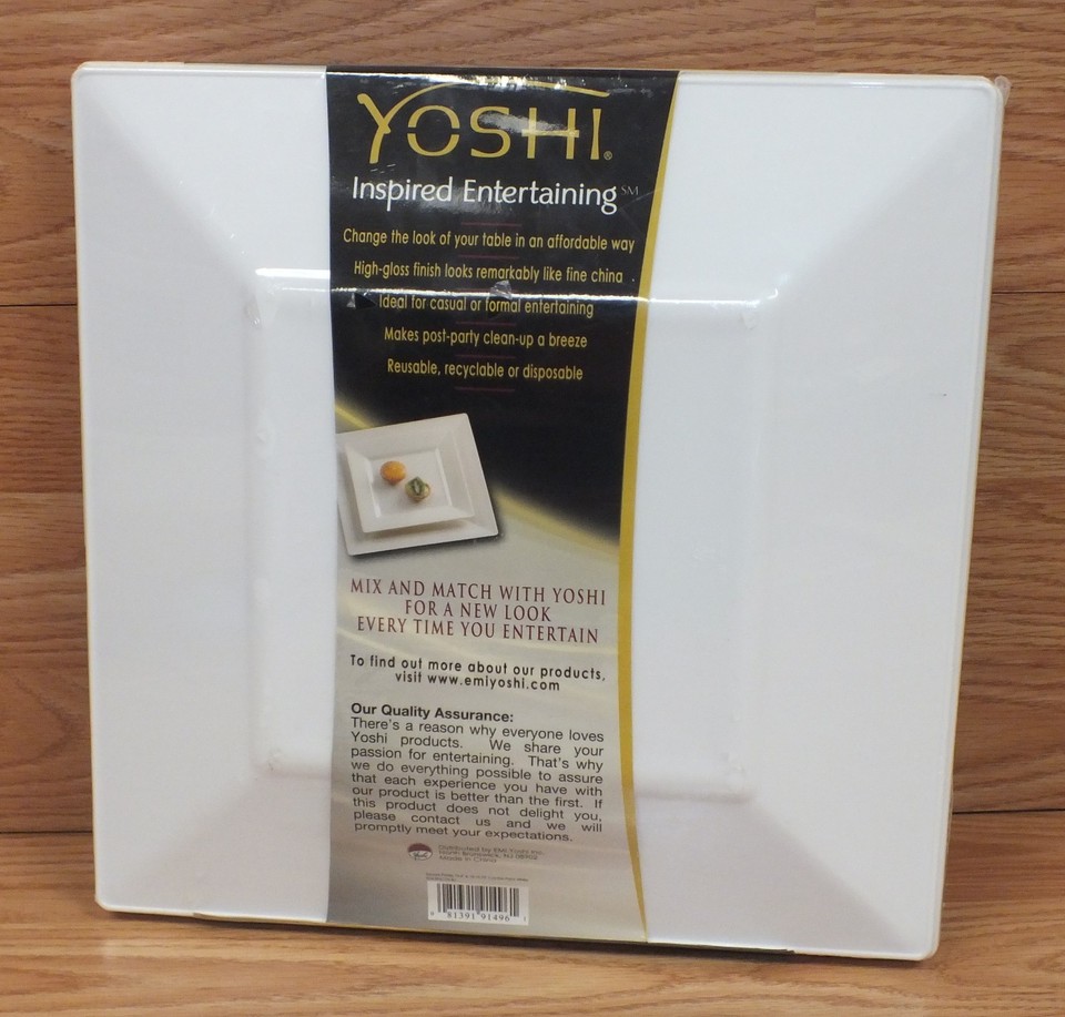 Yoshi Squares Entertaining Set Extra Heavywight White Plastic 11" & 6 ...