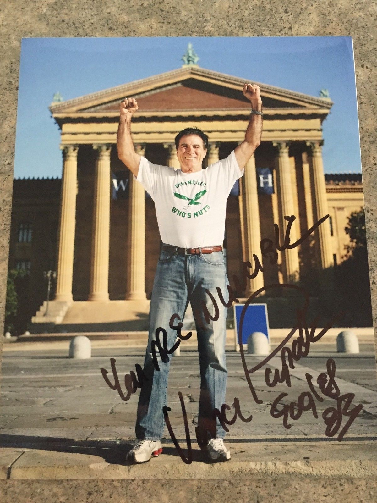 VINCE PAPALE PHILADELPHIA EAGLES AUTOGRAPHED SIGNED ART MUSEUM WHO'S NUTS? 8X10 | eBay