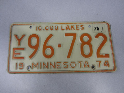 Vintage 1974 1975 Tag Minnesota Farm License Plate YE 96-782 Stamped ...