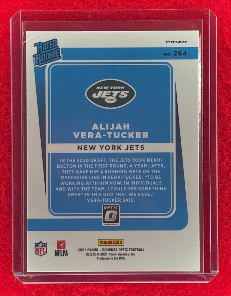 Alijah Vera-Tucker Blue Hyper Rated Rookie #264 | 2021 Panini Donruss ...