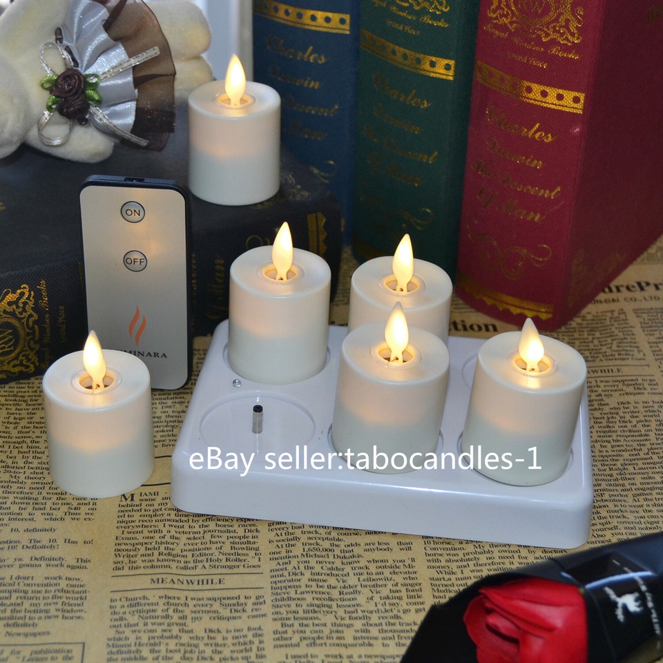 Luminara Rechargeable Tea Lights Moving Flicker Flameless Led Candles ...