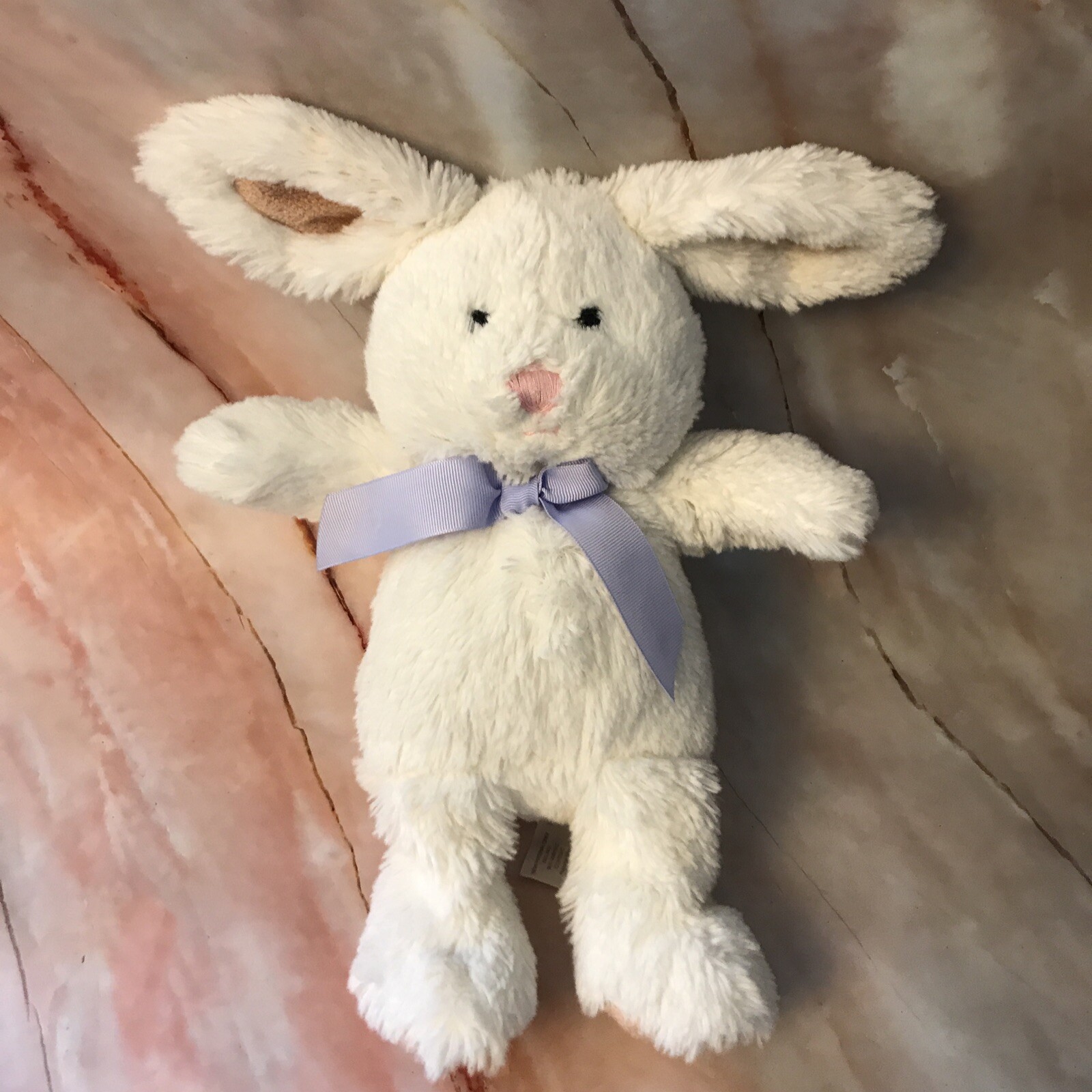Animal Adventure White Bunny Plush 12" Soft Bunny Rabbit Purple Bow Kk ...