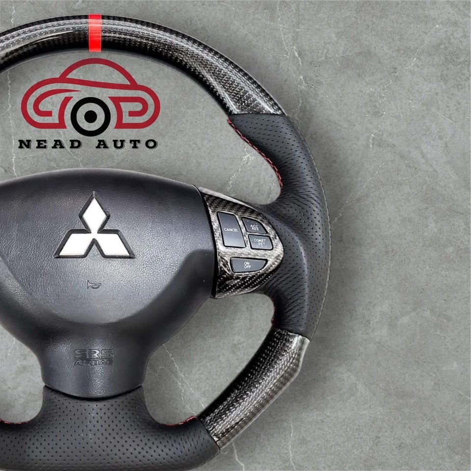 Mitsubishi Lancer 2008–2017 Carbon Fiber Leather D-Shape Steering Wheel ...
