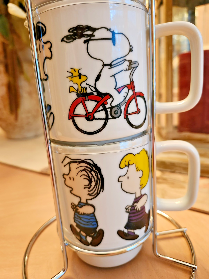 PEANUTS CHARLIE BROWN & GANG SNOOPY STACKING MUG TOWER & METAL STAND WOODSTOCK | eBay