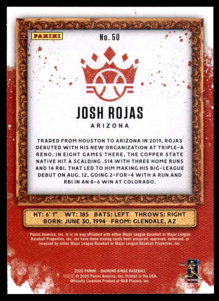Josh Rojas RC 2020 Diamond Kings #50 133822 Baseball Card RC | eBay
