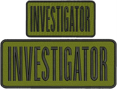 INVESTIGATOR Embroidery patches 4x10 and 3x6 hook on back OD GREEN ...