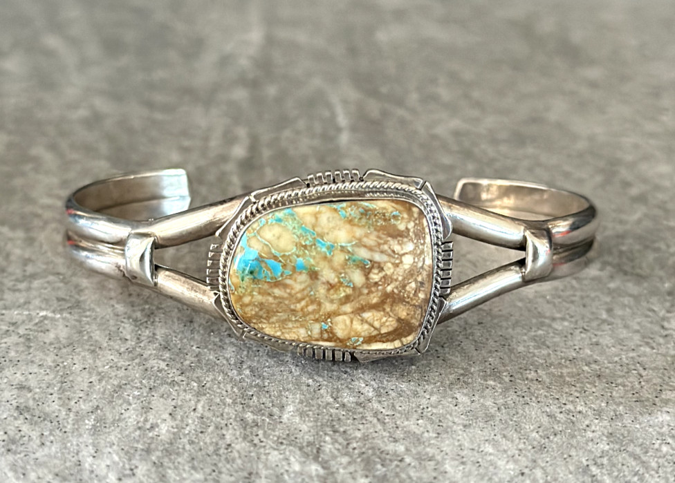 Native American Navajo Kay Yazzie Boulder Ribbon Turq… - Gem