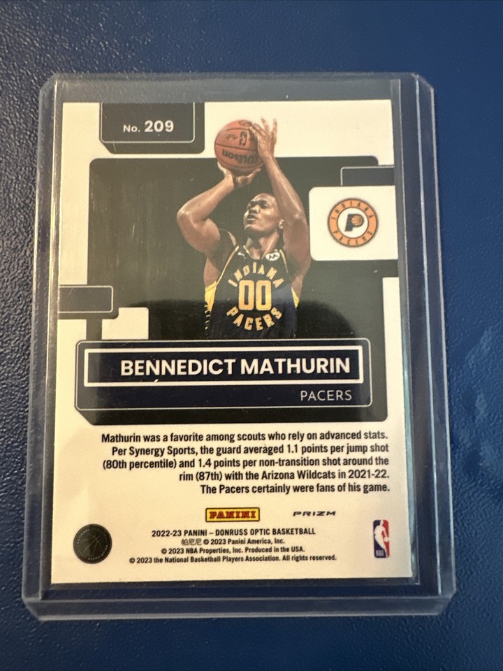 2022-23 Optic #209 Benedict Mathurin Holo Silver Prizm Rookie Pack ...