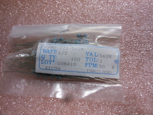 XICON RESISTOR 652K OHM 1/2W 1% (100 PC LOT) PART # 273-562 ( 273-562K ...