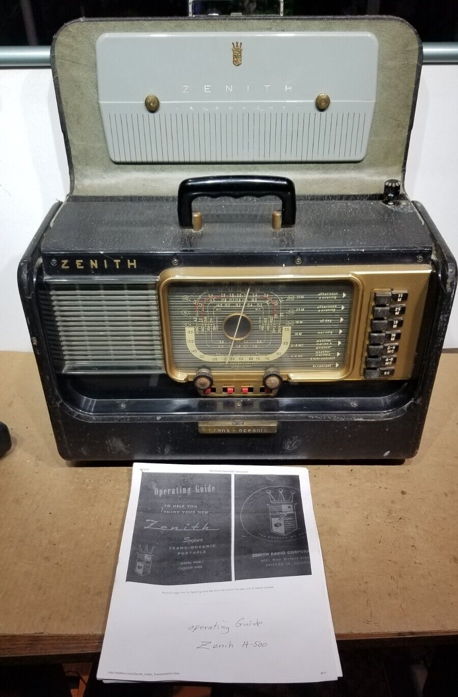 Vintage Zenith Trans Oceanic Wave Magnet H500 Radio 5H40 - Parts ...