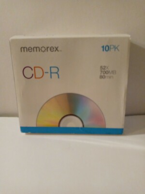 Memorex CD-R 10 Pack 52 x 700 MB 80 Minutes Recordable Disc Jewel Case ...