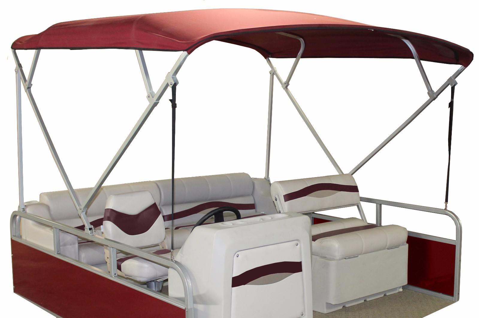 Burgundy COMPLETE 1" SQUARE FRAME PONTOON BOAT BIMINI TOP 8', 90"-98 ...