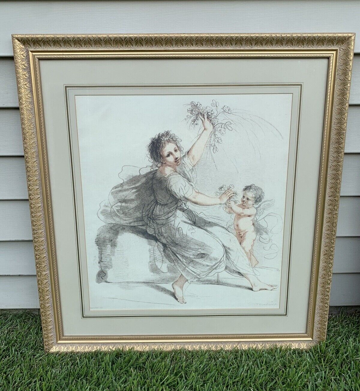 Francesco Bartolozzi - engraving "Lady and Cherub" Italian after ...