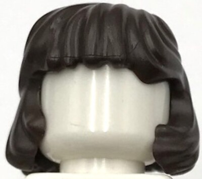Lego New Dark Brown Minifigure Hair Female Mid-Length Combed Behind Ear ...