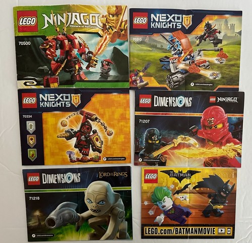Lot of 6 Lego Dimensions, Ninjago, Nexo Knights Instruction Manual ...