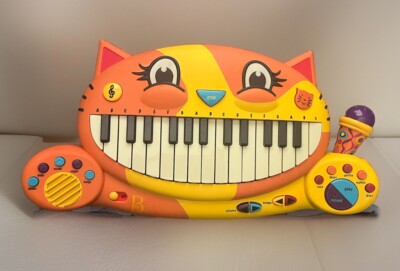 B Toys Battat Meowsic Toy Piano Keyboard Cat Piano Microphone Orange ...