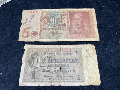 WWII German Nazi 2 Banknotes lot Low grade | eBay