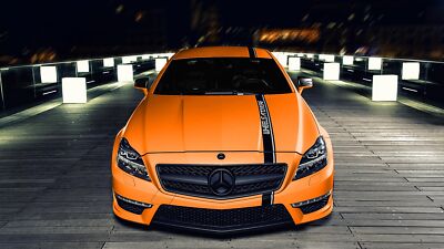 Cars light night orange amg super tuning mercedes benz Desk Mat ...