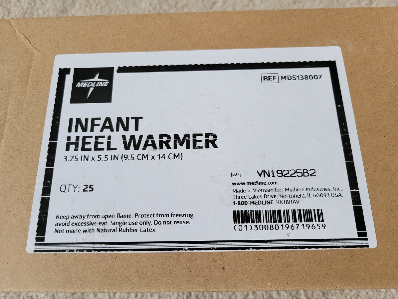 Medline Infant Gel Pack Heel Warmers - 3¾"x 5½"BX of 25. Ref MDS138007 ...