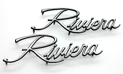 NEW 71-74 "Riviera" Front Fender Script SET / Buick Chrome Emblem Badge ...