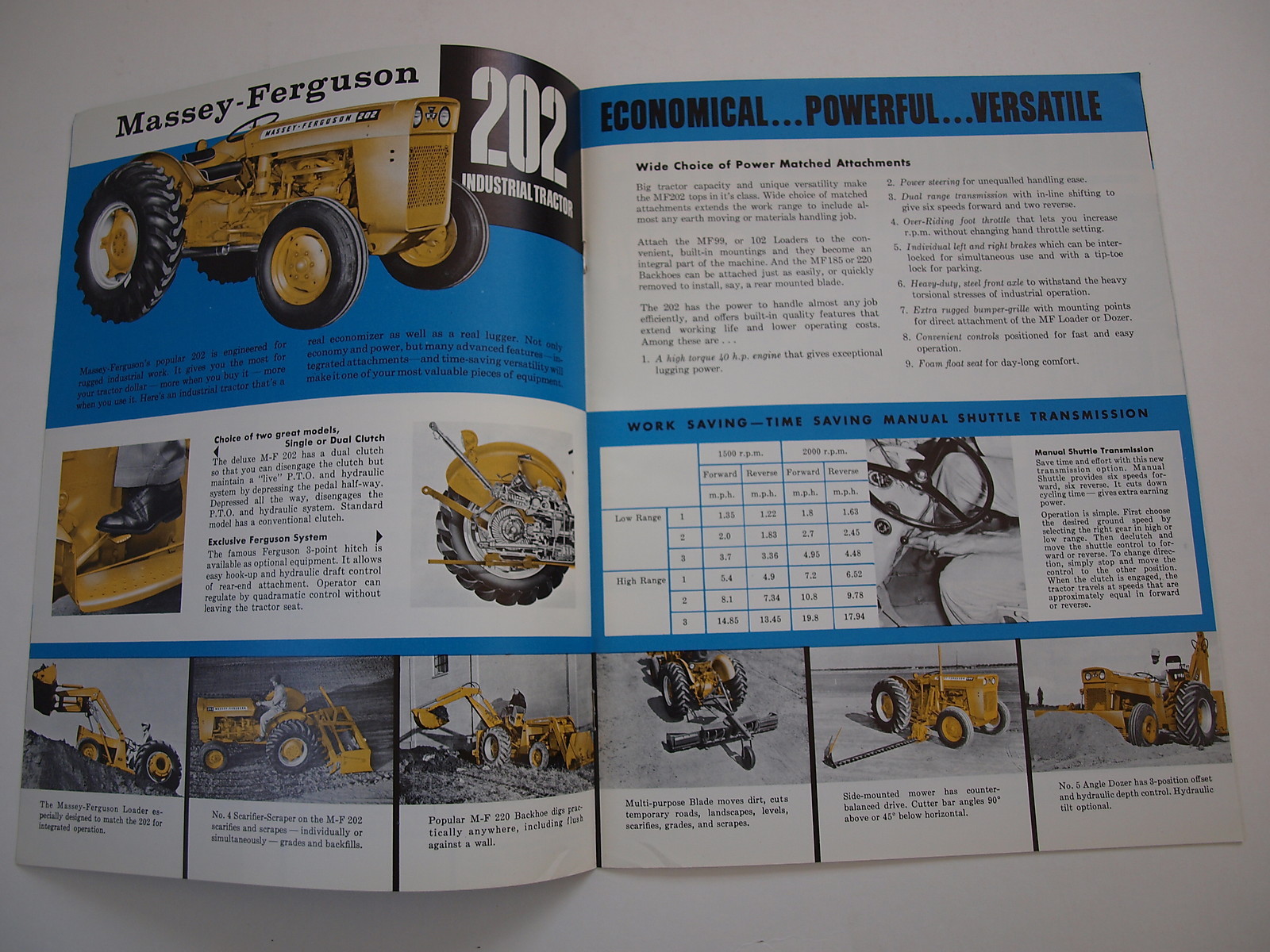 Massey-Ferguson MF 202 204 Tractor Loader Backhoe Brochure 10 pg. Orig ...