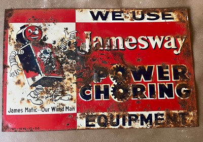Vintage 1956 Jamesway Power Choring Equipment Embossed Sign | eBay