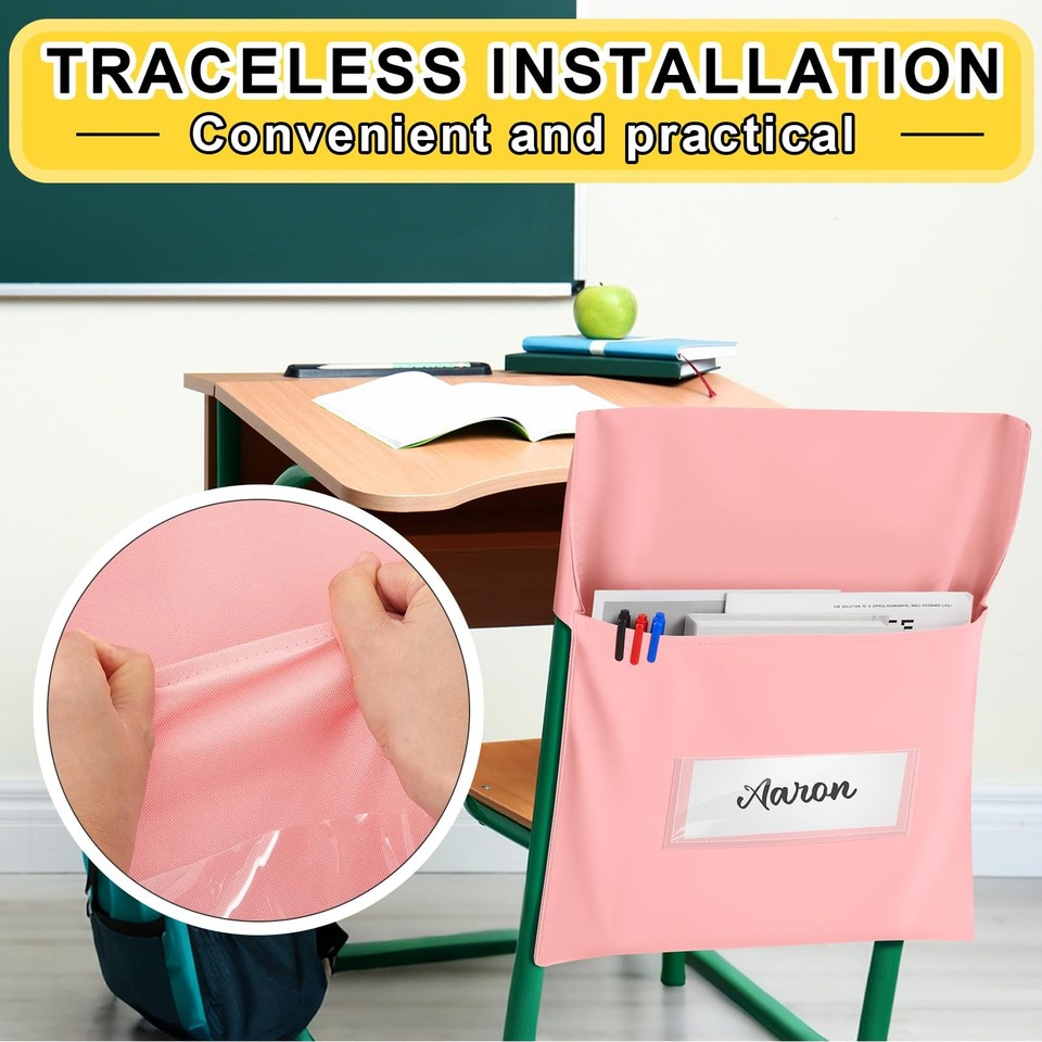 24 Pcs Chair Pockets for Classroom Chairback Pocket Chart 14 x 18 Inch ...